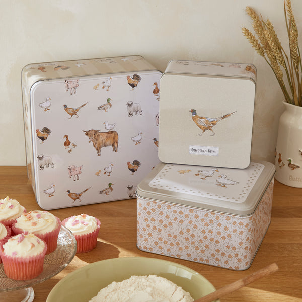 Cooksmart Buttercup Farm Set 3 Square Tins – Creative Ideas Home and Gift